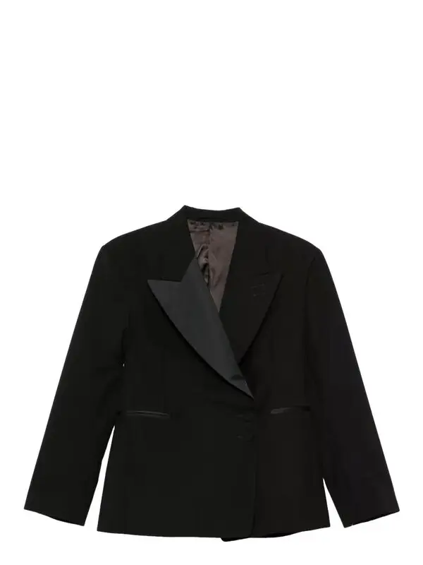 WALES BONNER Double-breasted Peak Lapel Blazer - Black