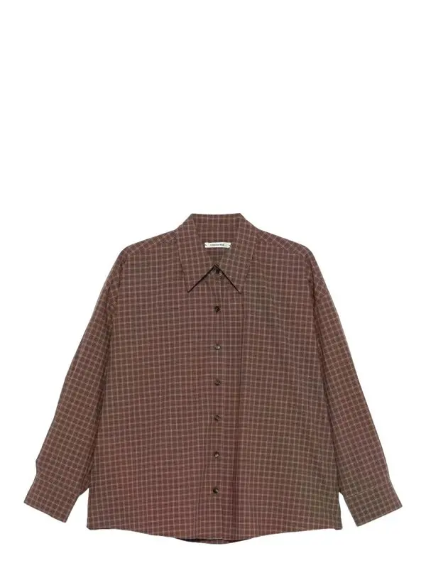 CORDERA Check-pattern Button-fastening Shirt - Brown