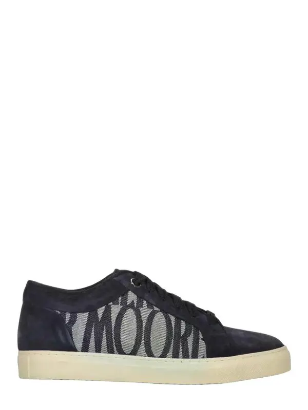 MOORER Navy Suede Paneled Lace-up Sneakers - Blue