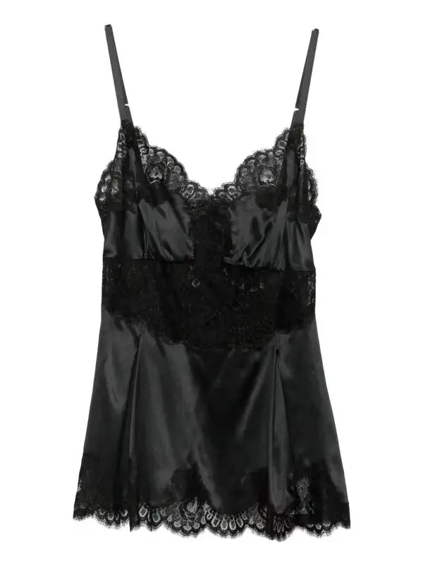 Dolce & Gabbana Lace-trimmed Satin Camisole - Black
