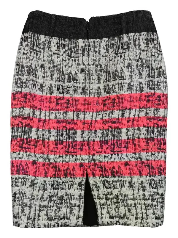 Giambattista Valli Tweed Pencil Mini Skirt With Stripes And Rear Slit - Grey