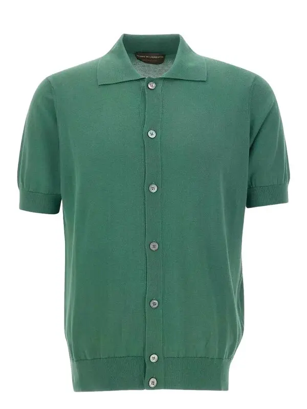 FILIPPO DE LAURENTIIS Short-sleeve Cotton Shirt - Green