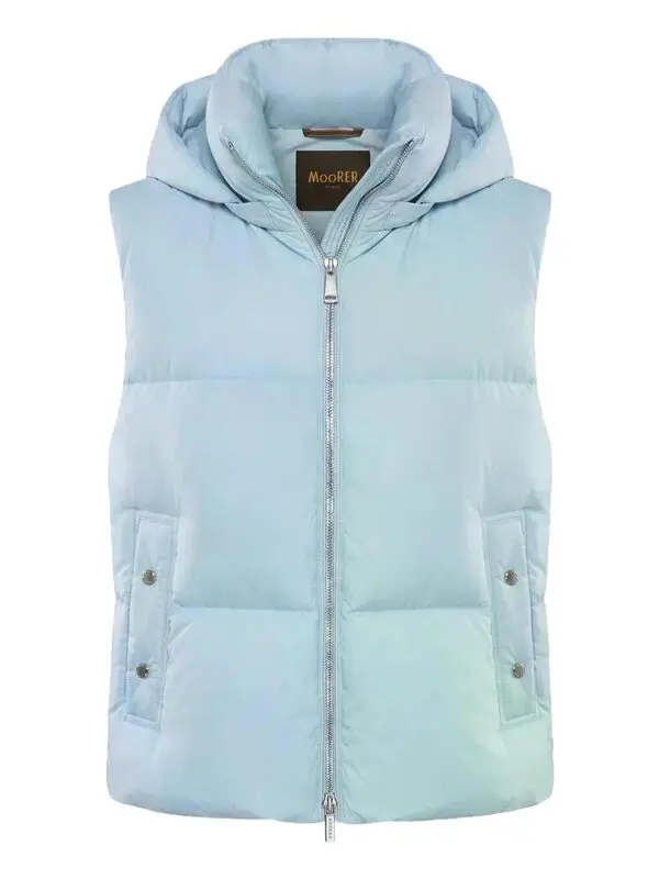 MOORER Quilted Hooded Gilet - Blue