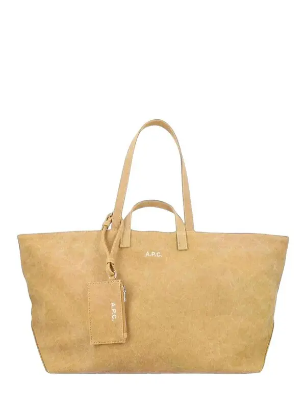 A.p.c. Tote Bag With Leather Tag - Neutrals