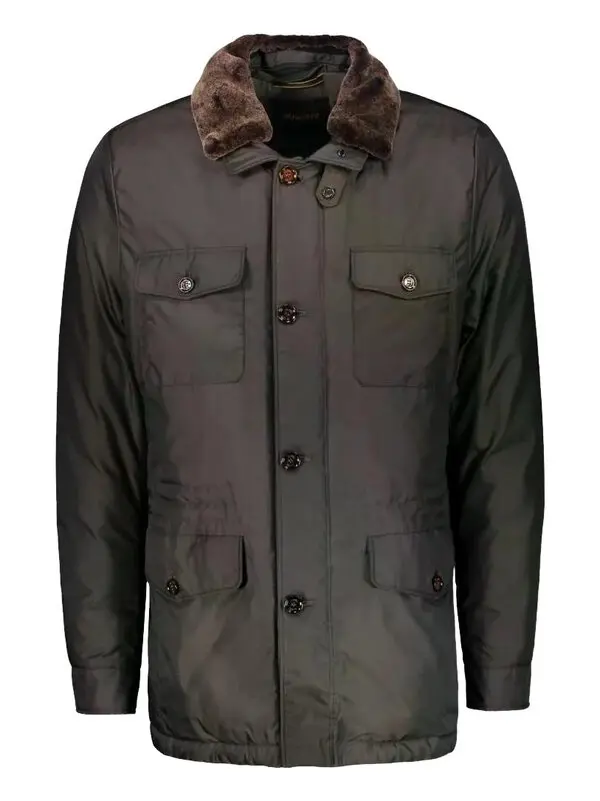 MOORER Fur-collar Padded Jacket - Brown