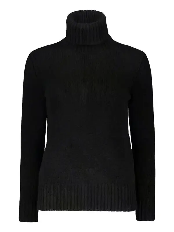 MOORER Ribbed Knit Roll-neck Sweater - Black