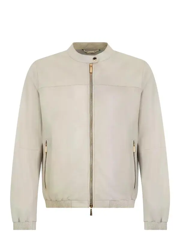MOORER Leather Zip-up Jacket - Neutrals