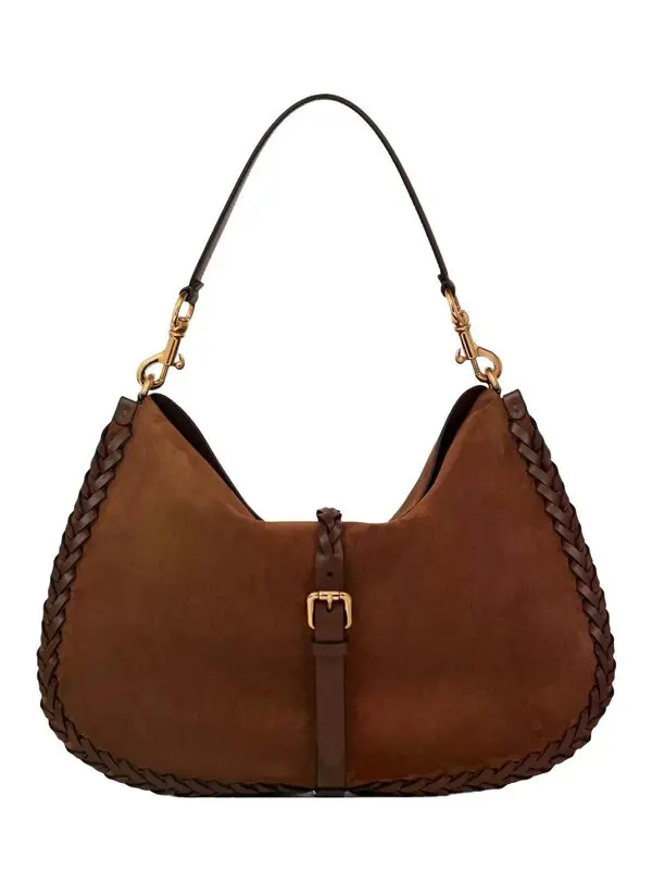 Etro Maxi Suede Pony Bag With Threading - Brown