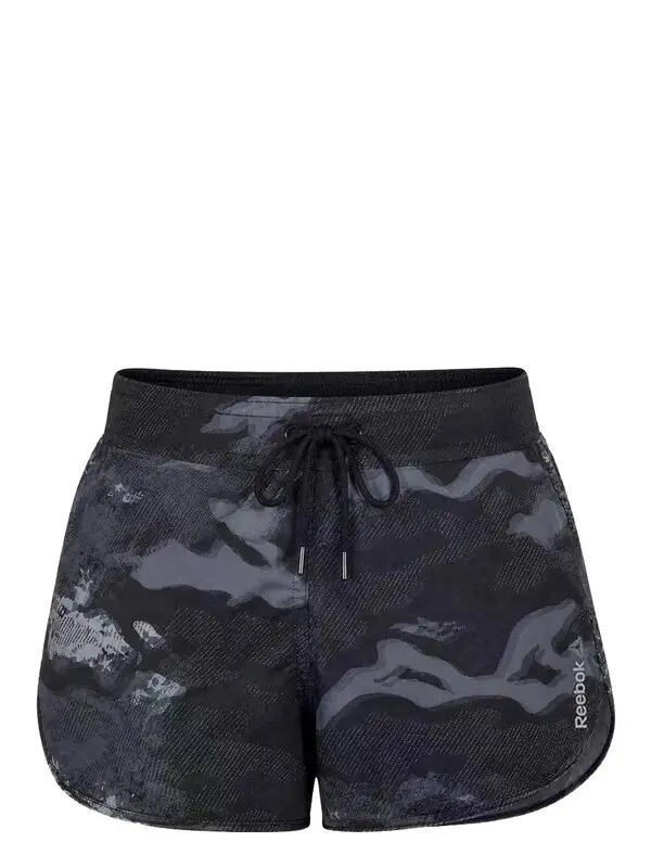 REEBOK Camouflage Print Drawstring Shorts - Black