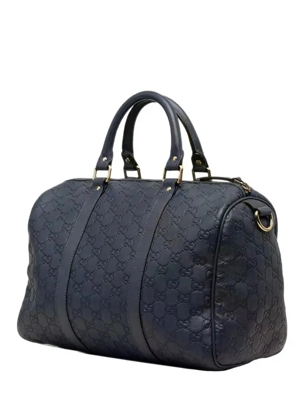 Gucci Embossed Leather Boston Bag - Blue