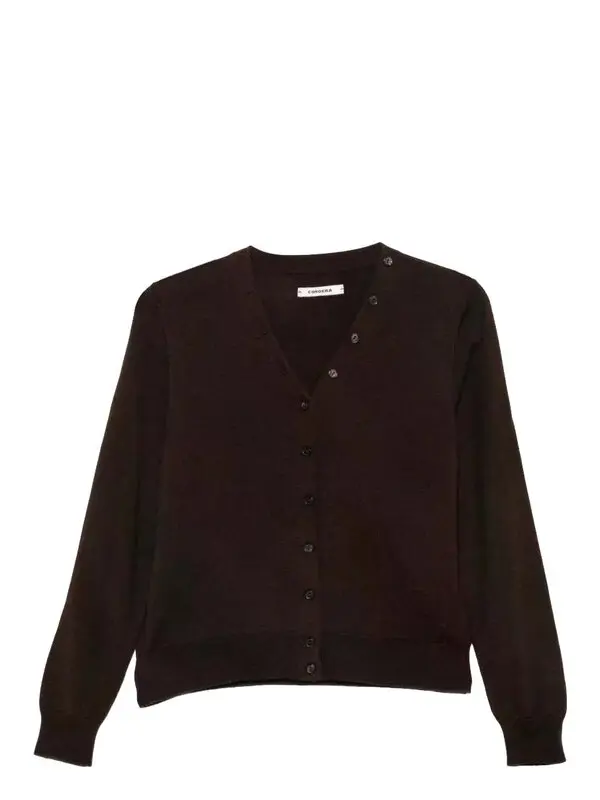 CORDERA V-neck Long-sleeve Cardigan - Brown