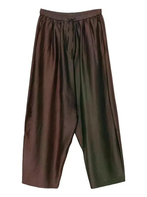 CORDERA Drawstring Waist Wide-leg Trousers - Brown