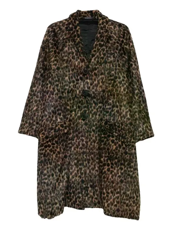 RUNDHOLZ Single-breasted Leopard Jacquard Coat - Brown