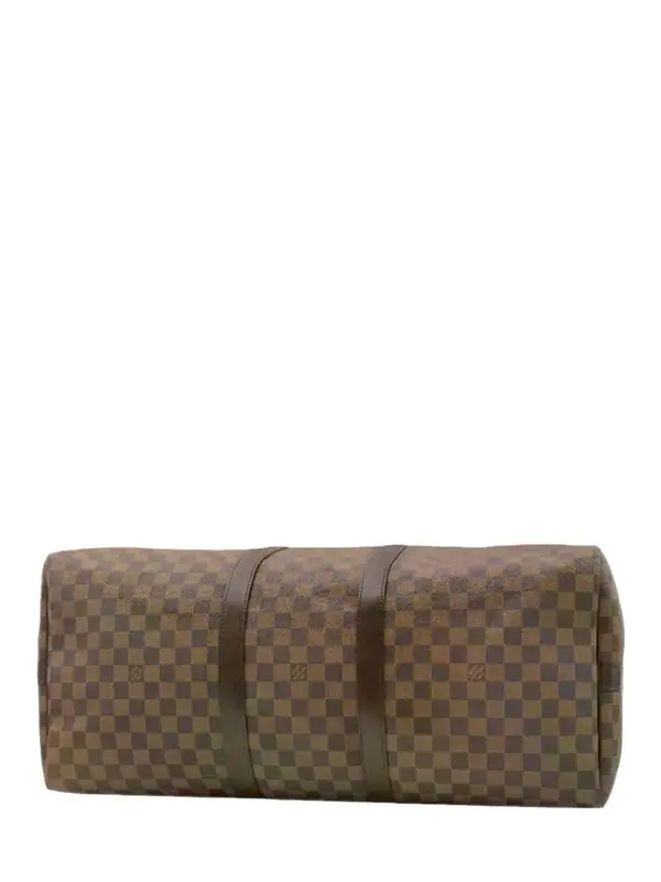 LOUIS VUITTON Damier Ebene Keepall Bandouliere 55 Travel Bag - Brown