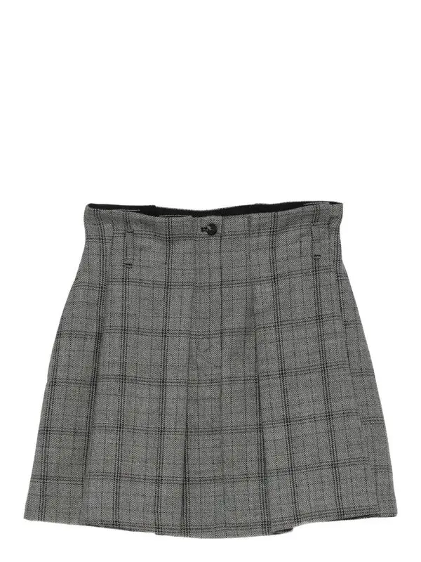 TELA Check-pattern Pleated Mini Skirt - Grey
