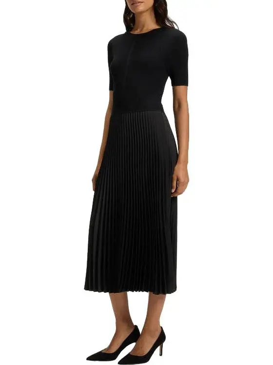 BOSS Fadridi Mixed Media Midi Dress - Blk