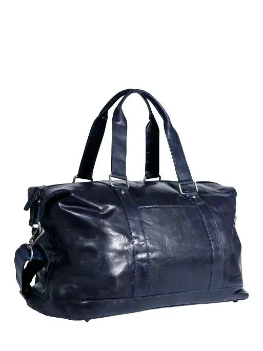 JACK GEORGES Voyager Full-grain Buffalo Leather Duffle Bag - Navy