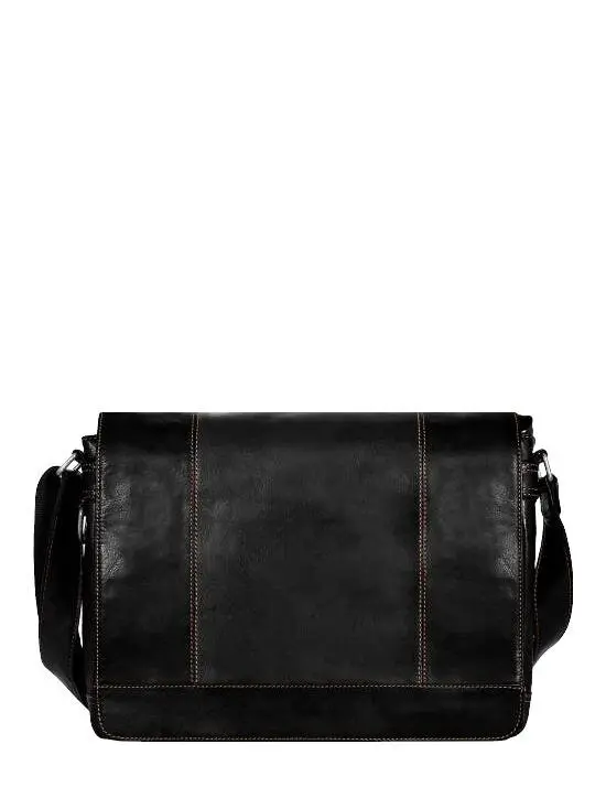 JACK GEORGES Voyager Full-size Leather Messenger Bag - Black