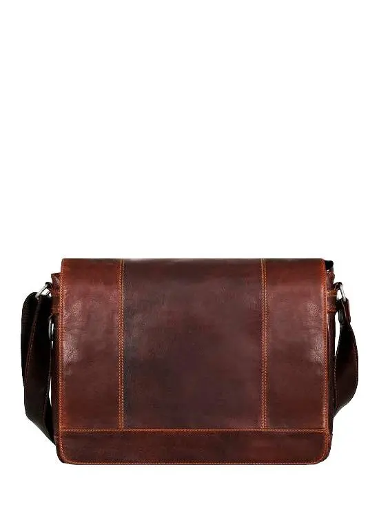 JACK GEORGES Voyager Full-size Leather Messenger Bag - Brown