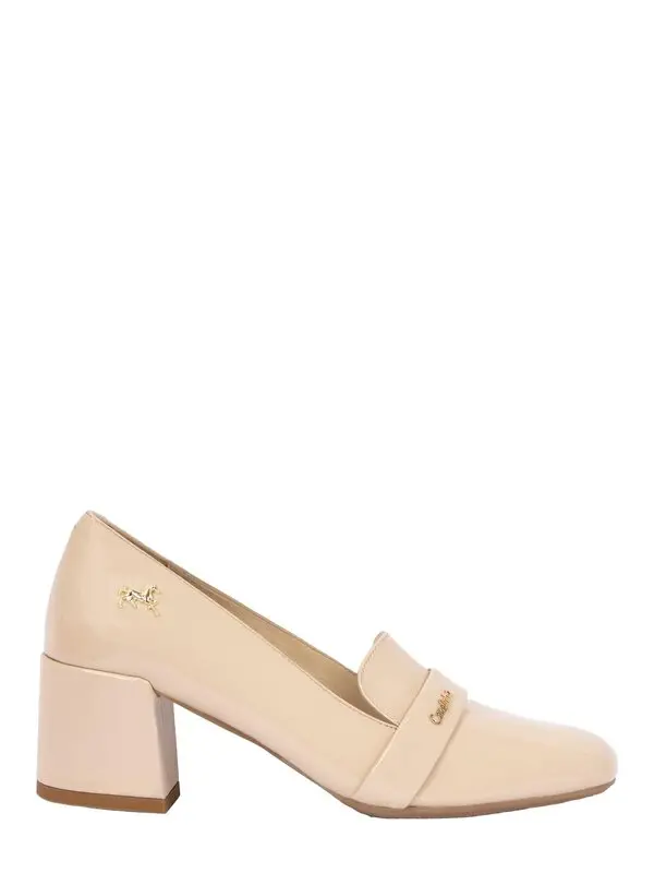 CAVALINHO Patent Leather Block Heel Loafers - Beige