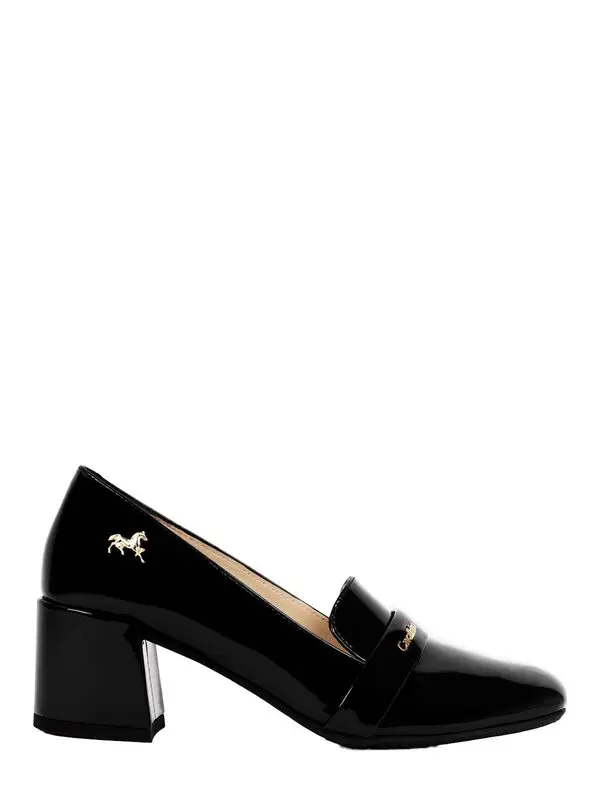 CAVALINHO Patent Leather Block Heel Loafers - Black
