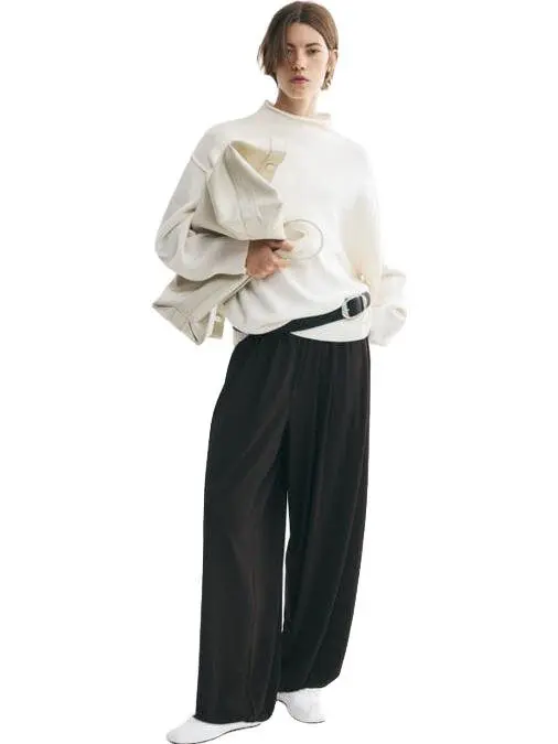 H&M Oversized Wool-blend Mock Turtleneck Sweater - Cream