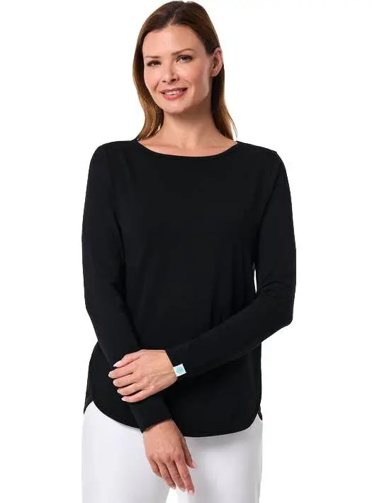 Coolibar Heyday Side Split Long Sleeve Shirt With Upf 50+ Sun Protection - Black