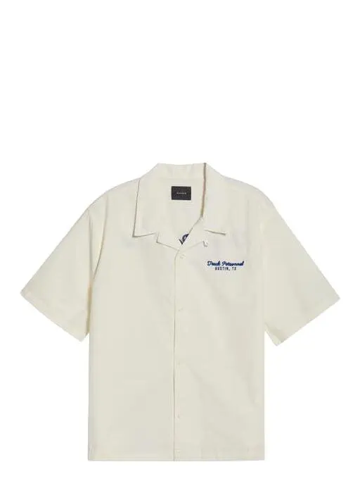 PACSUN Track Embroidered Cotton Camp Shirt - Cream