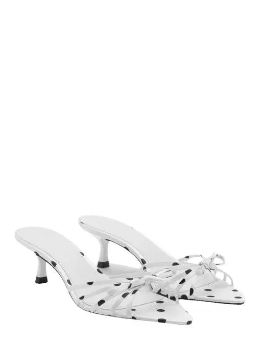 Mango Polka Dot Bow Detail High Heel Sandals - White