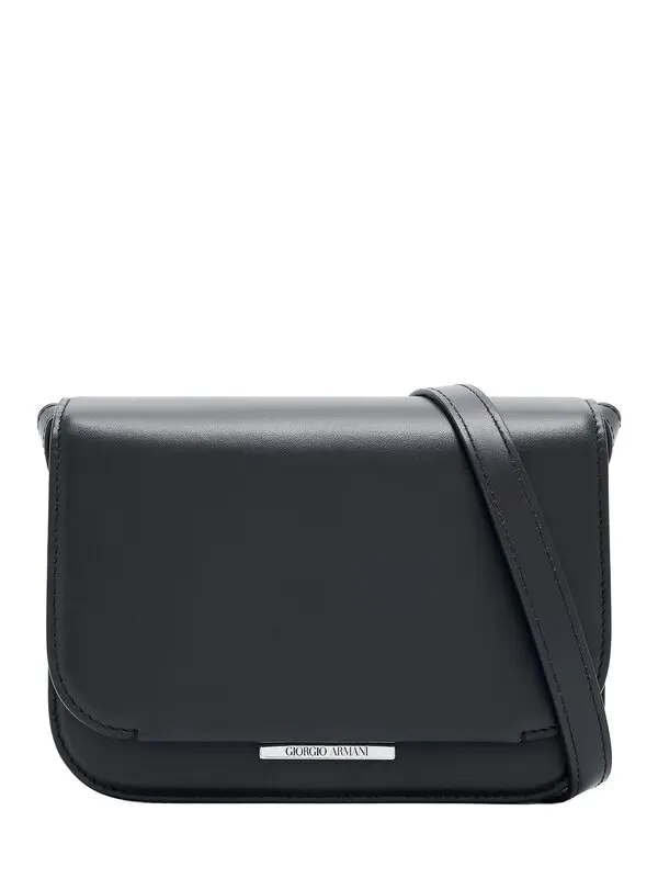 Giorgio Armani Medium Leather Shoulder Bag - Black