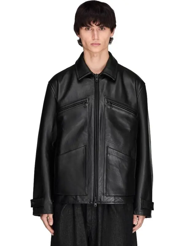 Adidas Y-3 Leather Blouson Jacket - Black