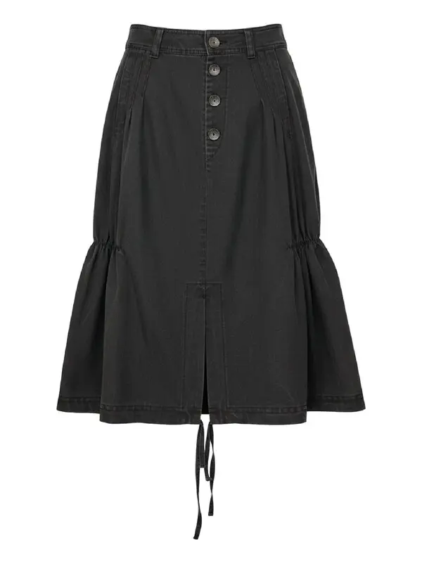 CONQUISTA Button-front Midi Skirt With Adjustable Slit - Green