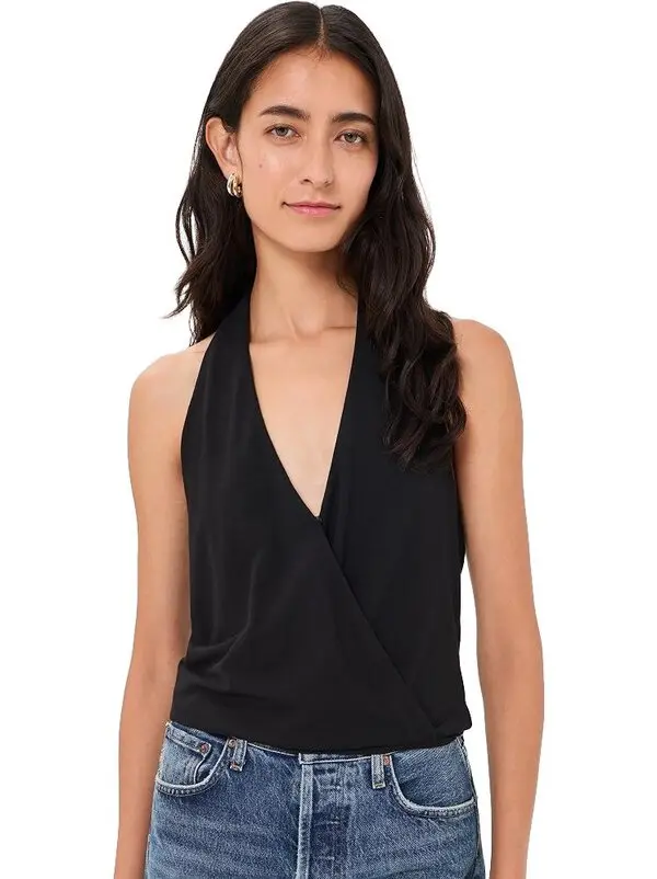 REFORMATION Lois Knit Halter Top - Black