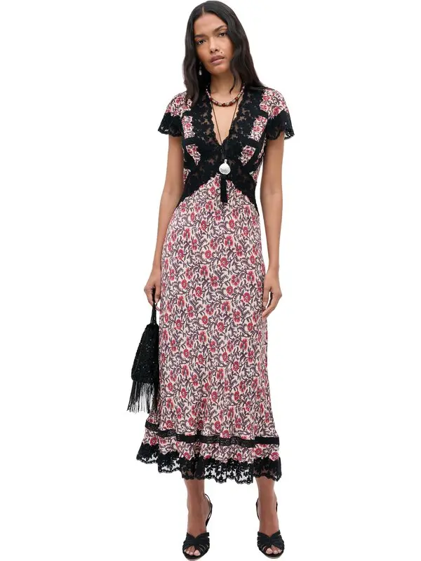 Rixo Martina Sarasa Rose Midi Dress - Pink
