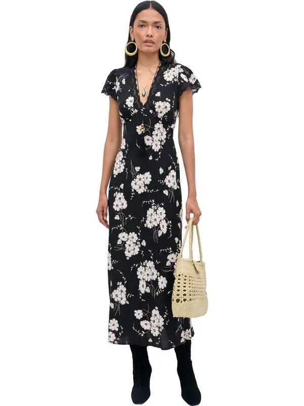 Rixo Clarice Daisy Field Dress - Black
