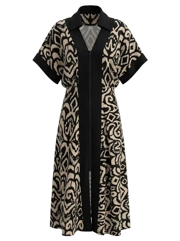 LARISA DRAGNA Agatta Linen Dress With Contrast Insert - Black