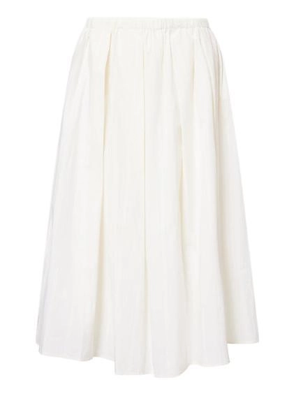 Theory Striped Cotton Midi Skirt - Ivory