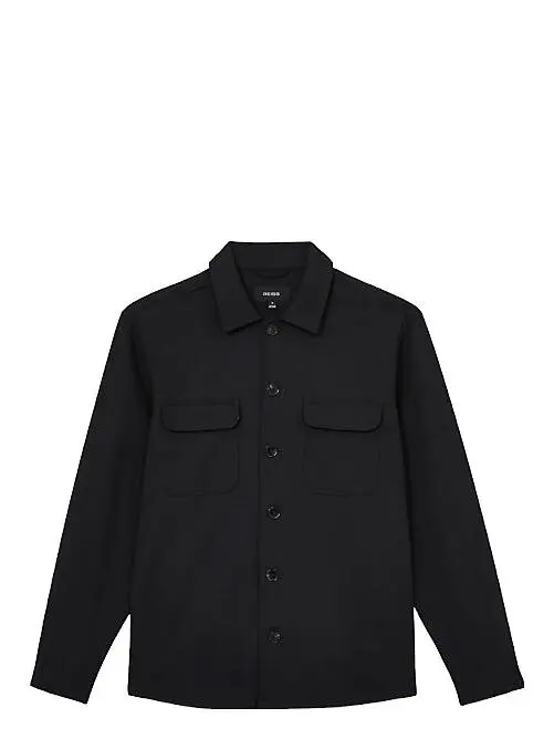 REISS Peshi Double-pocket Stretch-woven Overshirt - Navy