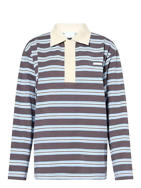 RU & ROCKA Leones Striped Cotton-blend Polo Shirt - Blue