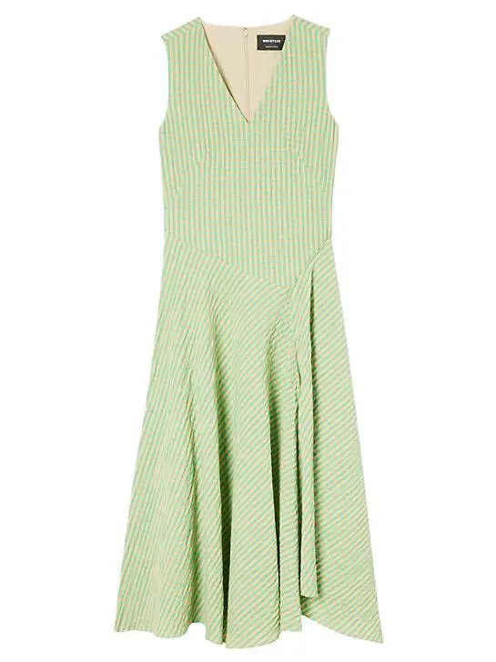 Whistles Checked Asymmetric V-neck Midi Dress - Multi-coloured