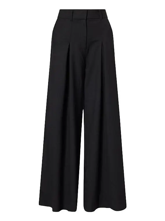 ME+EM Wide-leg Wool-blend Trousers - Black