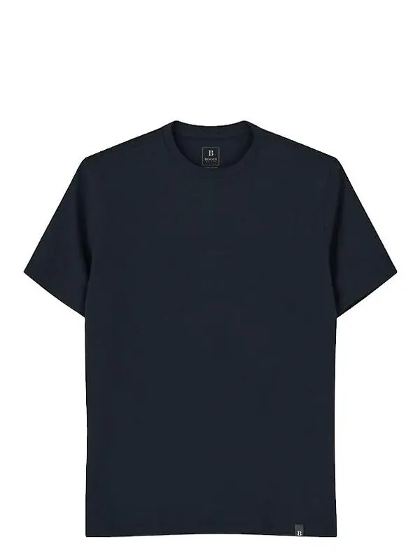 Boggi Milano Short-sleeved Branded-tab Stretch-cotton T-shirt - Black