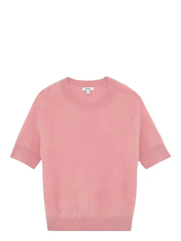 REISS Julia Brushed-cashmere T-shirt - Pink