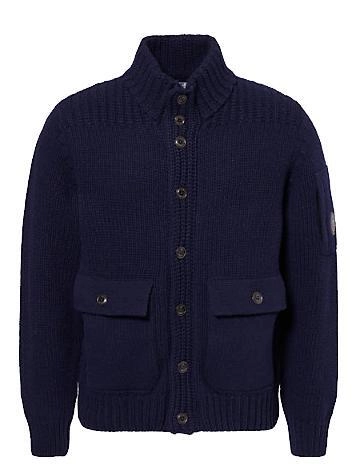 C.P. COMPANY Wool Knit Cardigan With Lens Detail - Total Eclipse