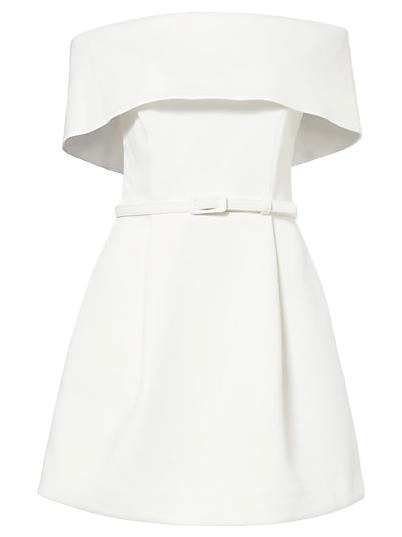 NADINE MERABI Harper Off-shoulder Woven Mini Dress - White