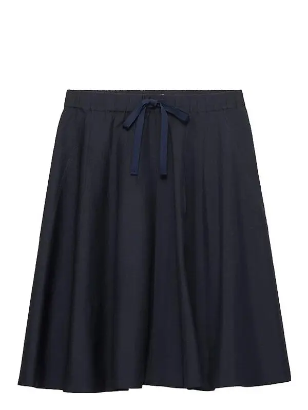 Prada Gathered Light Mohair Wool Midi Skirt - Blue