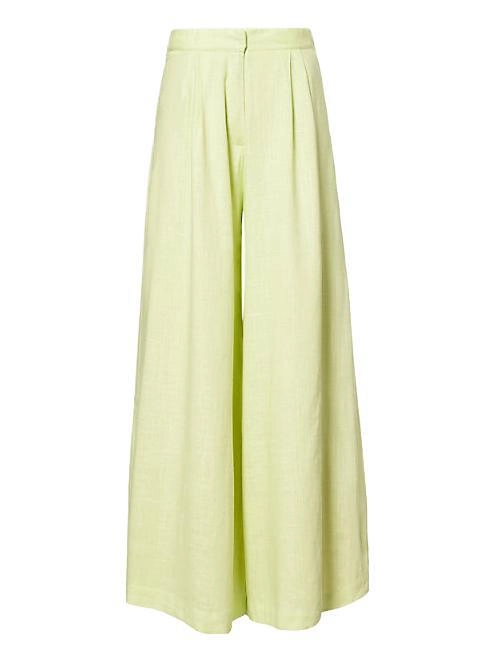 YASMINA Q Mia Wide-leg Cotton Trousers - Apple Mist