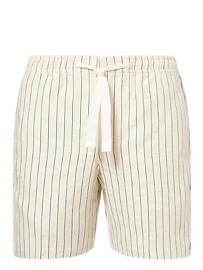 Orlebar Brown Alex Striped Linen-and-cotton Shorts - Latte/night Iris
