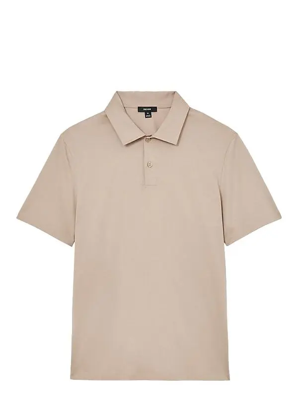 REISS Earl Air-water Short-sleeve Cotton Polo - Sand