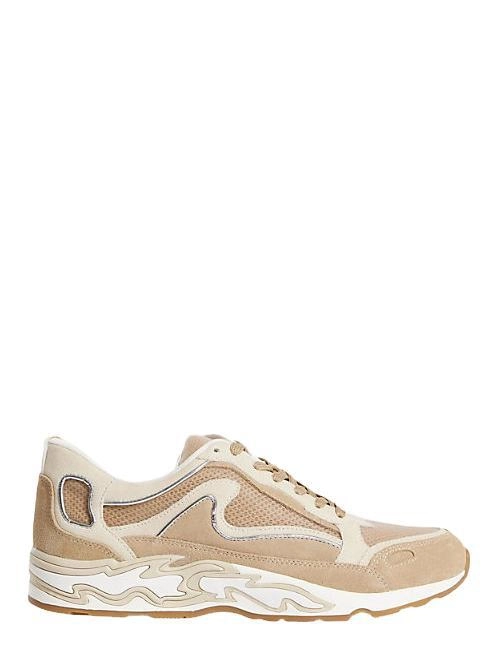 Sandro Suede And Mesh Flame Detail Trainers - Beige